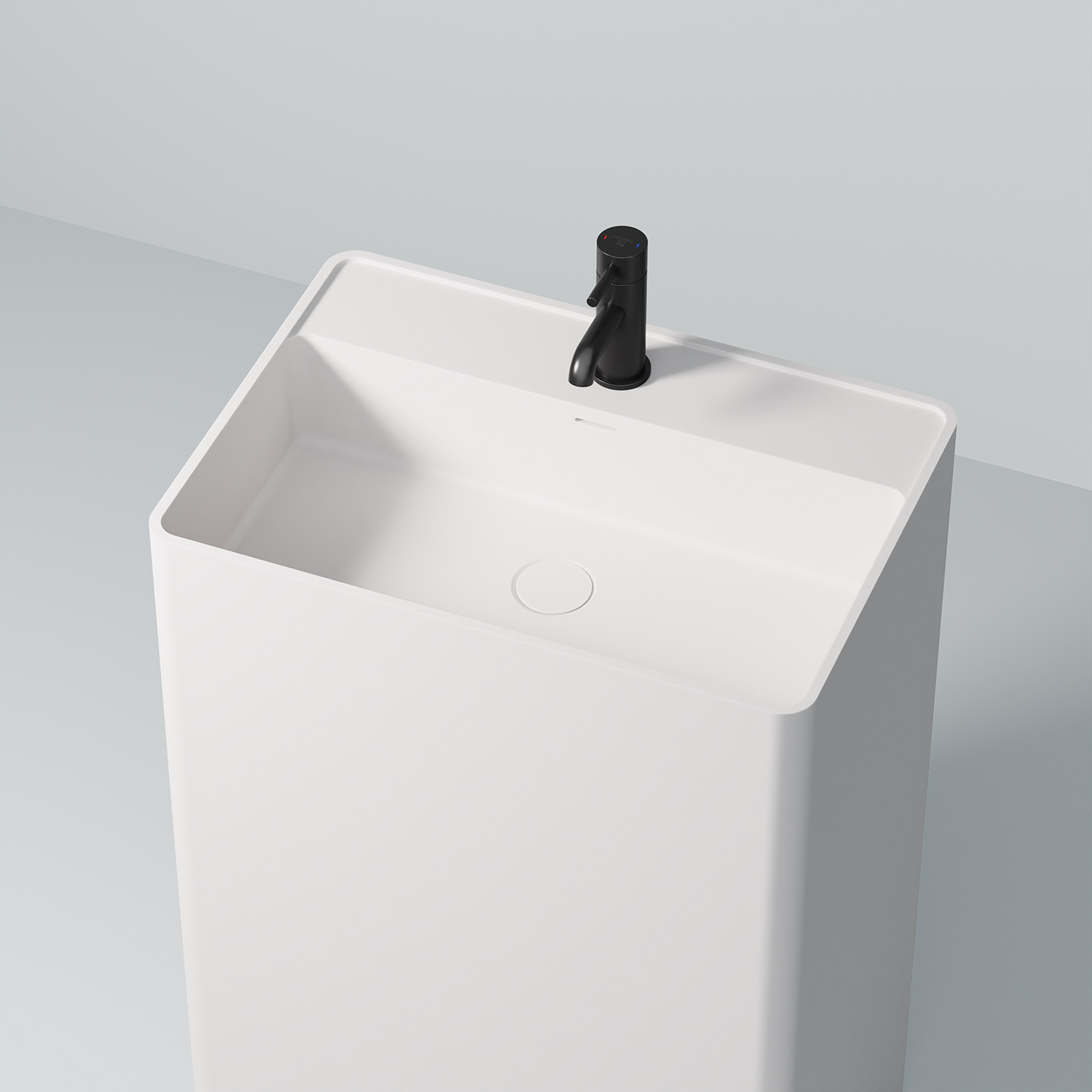 Steinberg Rectangular Solid Surface Floor Standing Washbasin | Series ...